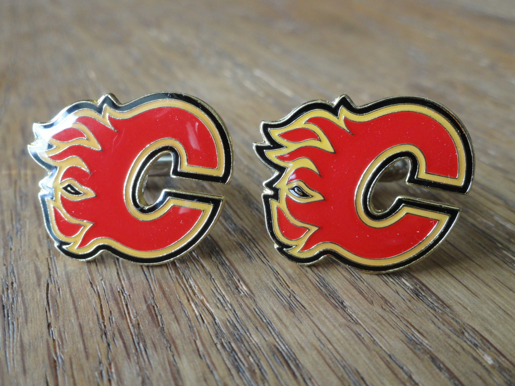 Calgary Flames Cufflinks, Lapel Pin, Tie Bar and Earrings – Loud Cufflinks
