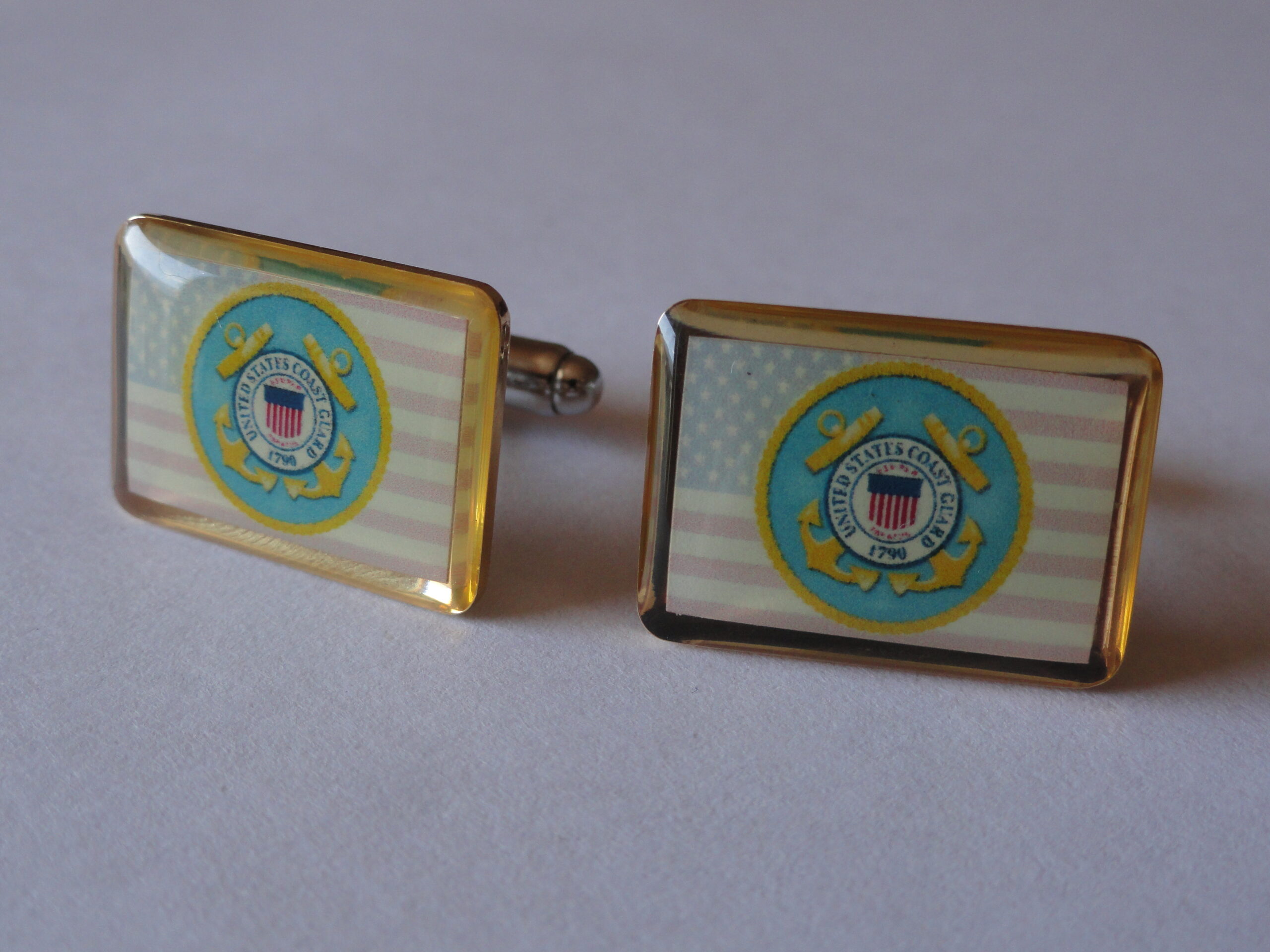 US Coast Guard Flag Cufflinks, Lapel Pin, Tie Bar – Loud Cufflinks