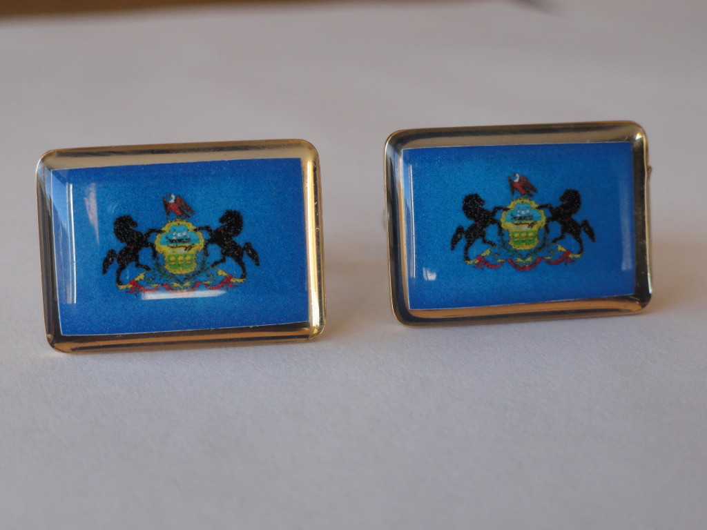 Pennsylvania State Flag Cufflinks, Lapel Pin, Tie Bar – Loud Cufflinks