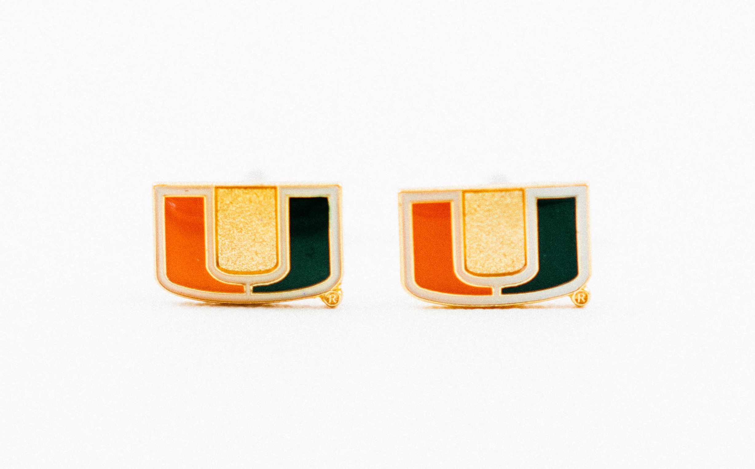 University of Miami Cufflinks , Lapel Pin, Tie Bar and Earrings – Loud ...