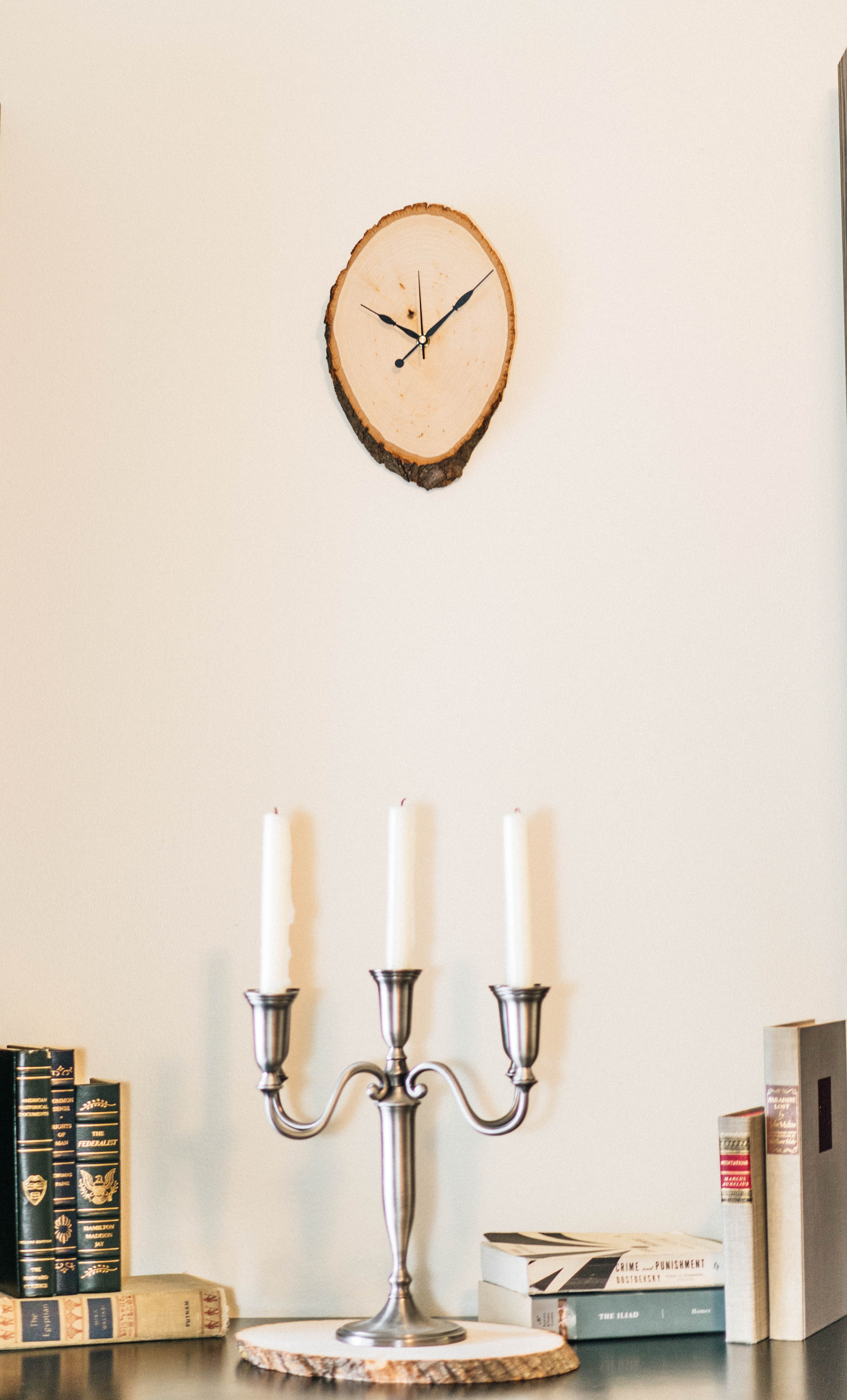 Rustic Wooden Tree Slice Wall Clock–Minimalist Natural Home Decor ...